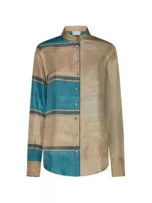 PIERRE-LOUIS MASCIA Silk Striped Shirt - Neutrals