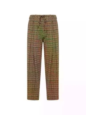 PIERRE-LOUIS MASCIA Dylan Houndstooth-pattern Wide-leg Trousers - Brown