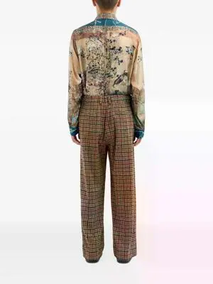 PIERRE-LOUIS MASCIA Dylan Houndstooth-pattern Wide-leg Trousers