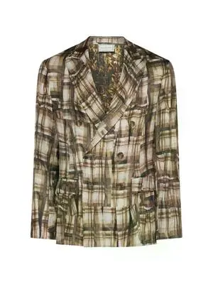 PIERRE-LOUIS MASCIA Fancy Double-breasted Blazer - Brown