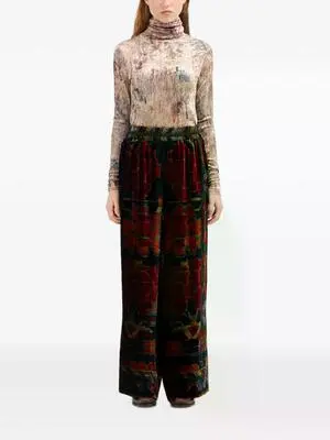 PIERRE-LOUIS MASCIA Kanada Abstract-print Velvet Palazzo Trousers