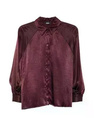 Dixie Satin-finish Raglan-sleeve Shirt - Red