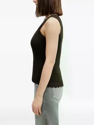 WALES BONNER Crochet-trim Ribbed-knit Tank - Brown