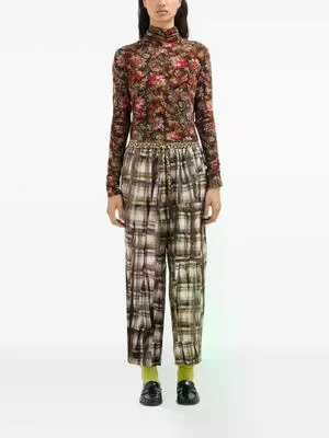 PIERRE-LOUIS MASCIA Aloe Abstract-check Silk Trousers