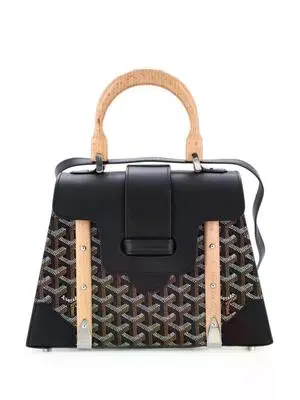 Goyard Saigon Top Handle Bag Coated Canvas With Leather Pm Satchel - Black