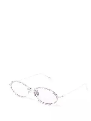 YVMIN Crystal-embellished Oval-frame Sunglasses