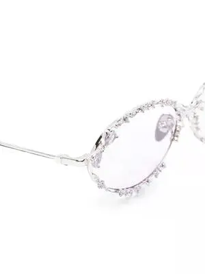 YVMIN Crystal-embellished Oval-frame Sunglasses