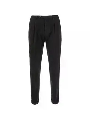 MICHAEL COAL Pleated-detail Turn-up Trousers - Black