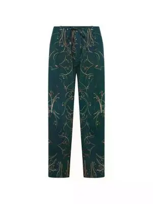 PIERRE-LOUIS MASCIA Dylan Botanical-pattern Wide-leg Trousers - Blue