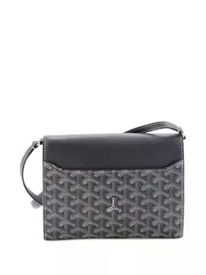 Goyard Chypre Wallet On Strap Coated Canvas With Leather Cross Body Bag - Grey
