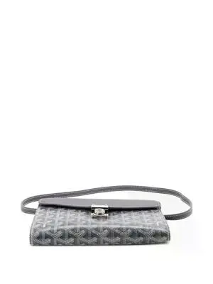 Goyard Chypre Wallet On Strap Coated Canvas With Leather Cross Body Bag - Grey