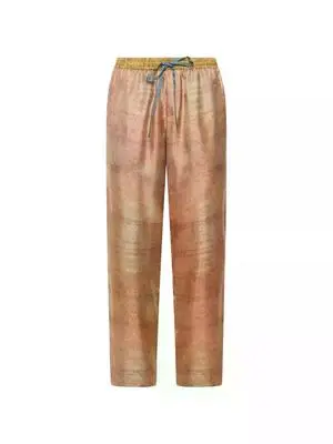 PIERRE-LOUIS MASCIA Abstract Print Silk Trousers - Neutrals