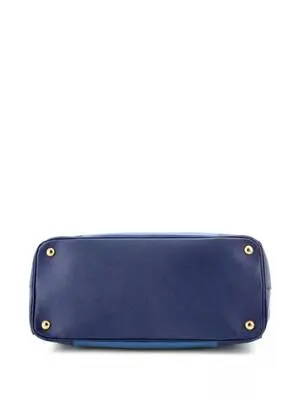 Prada Bicolor Double Zip Lux Saffiano Leather Medium Tote Bag