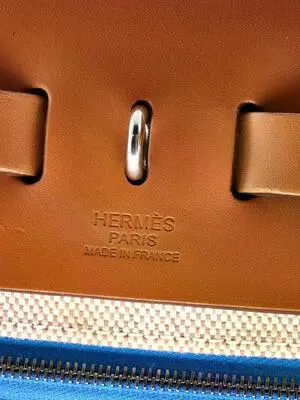 Hermès Herbag Zip Berline Vache Canvas And Leather 31 Shoulder Bag - Blue