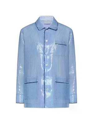 PIERRE-LOUIS MASCIA Kurhi Sequined Striped Shirt - Blue