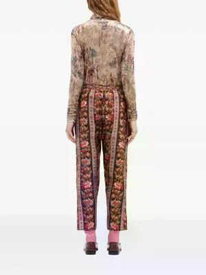 PIERRE-LOUIS MASCIA Floral-print Silk Trousers - Brown