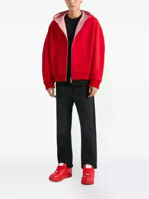 Givenchy Couture Seam Zipped Hoodie In Scuba - Red