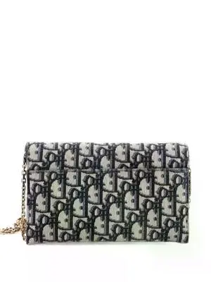 Dior Saddle Chain Wallet Oblique Canvas Crossbody Bag - Blue