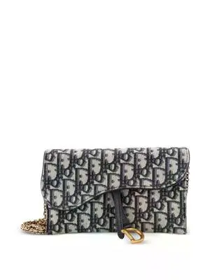 Dior Oblique Canvas Saddle Chain Wallet - Blue