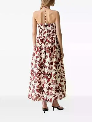 VICOLO Floral-print Ruched Maxi Dress