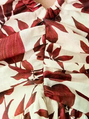VICOLO Floral-print Ruched Maxi Dress