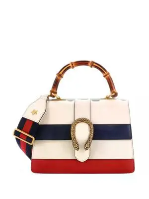 Gucci Dionysus Bamboo Top Handle Bag Colorblock Leather Medium Satchel - Neutrals