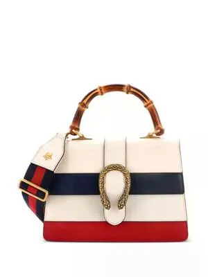 Gucci Dionysus Bamboo Top Handle Bag Colorblock Leather Medium Satchel - Neutrals