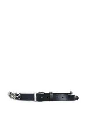 FILTH Chain-link Leather Belt - Black