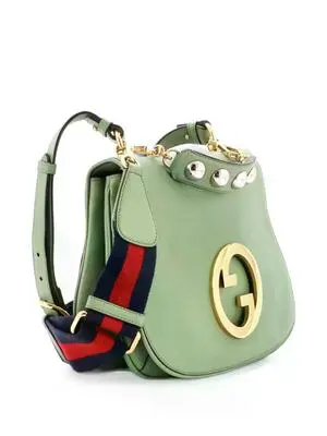Gucci Web Blondie Flap Bag Leather Medium Shoulder Bag - Green