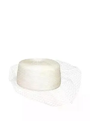 JENNIFER BEHR Suzanna Veiled Pillbox Hat - Neutrals