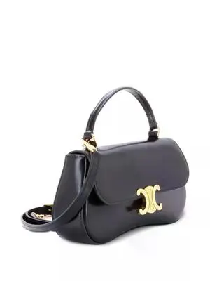 Celine Lola Triomphe Top Handle Satchel In Leather - Black