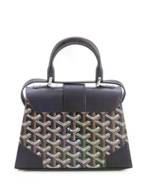 Goyard Structured Saigon Top Handle Bag Embroidered Coated Canvas With Leather Mini Satchel