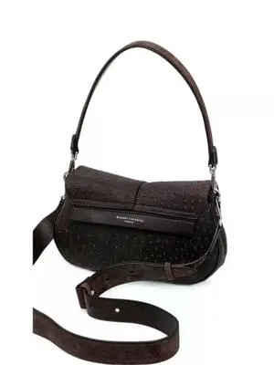 GIANNI CHIARINI Medium Helena Round Ostrich-effect Shoulder Bag