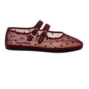 GONDOLINA SHOES Carnival Polka-dot Mesh Double-strap Mary Jane Shoes - Red