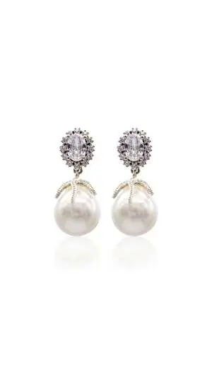 BAYEMEYC Pearl Drop Earrings - Silver