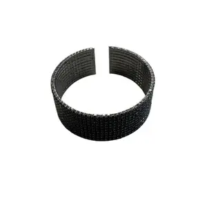 Saachi Black / Silver Crystal Row Cuff Black Silver Bracelet - Black/silver