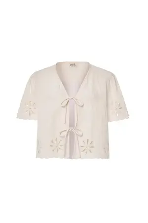 PAR Y ESCALA Alma Embroidered Cotton-linen Shirt