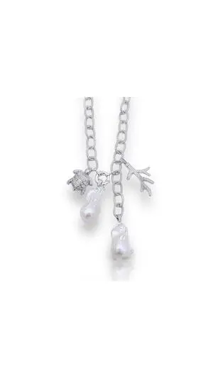 BAYEMEYC Temis Baroque Pearl Necklace - Silver