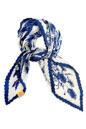 WILD COSMOS Isabel Plissé Petit Scarf - Blue
