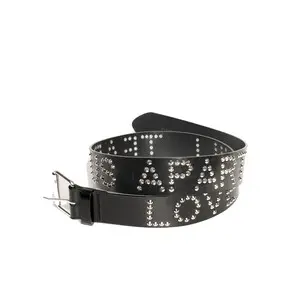 STUART TREVOR Love Will Tear Us Apart Leather Studded Belt - Black