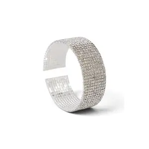 Saachi Crystal Row Cuff Bracelet - Silver