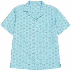 Jacques Zolty Green / Blue Arnaud Cotton Shirt Palms Green Sky Blue - Green/blue