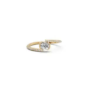 AYA FINE JEWELRY Hazel Cushion Cut Lab Created Diamond Asymmetric Bezel Ring In Gold - Yellow