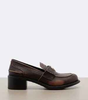 Miu Miu Deco Leather Loafer Pumps