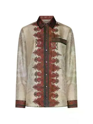 PIERRE-LOUIS MASCIA Aloe Paisley-print Silk Shirt - Neutrals