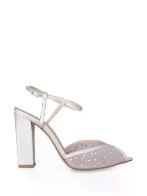 ANDREA WAZEN Katy Crystal-embellished Mesh-panel Sandals - Silver