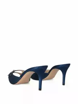 ANDREA WAZEN Carol Buckle-detail Satin Sandals - Blue