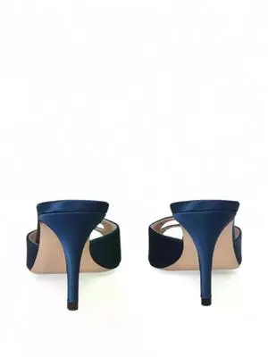 ANDREA WAZEN Carol Buckle-detail Satin Sandals - Blue