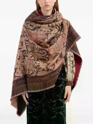 PIERRE-LOUIS MASCIA Pancake Floral-print Fringed Scarf - Brown
