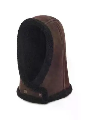YVES SALOMON Curly Merino Shearling-trim Hooded Hat - Brown